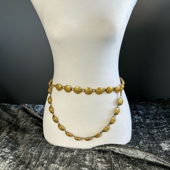 Accessories | Vintage Gold Medallion Slouch Belt Max Length 42 | Poshmark